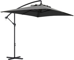 Outsunny 294x193 cm Eccentrický zahradní slunečník s křížovým základem a klikou, voděodolný UV ochranný slunečník pro terasu a patio, tmavě šedý | Aos