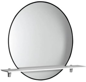 Sapho SHARON kulaté LED podsvícené zrcadlo s policí ø 80cm, černá mat ((E28904CI-01) 31255CI-01