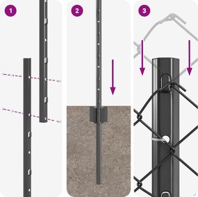 Plot s řetězovým odkazem a sloupkem 10 x 1,6 m Šedá Síťovina 3336264