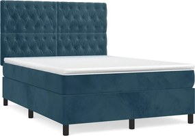 Box spring postel s matrací tmavě modrá 140x190 cm samet 3143203