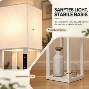 HOMCOM stmívatelná stojací lampa s policemi, bílá
