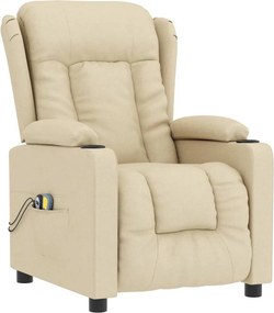 Elektrické masážní křeslo krémové textil 3098798