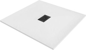Mexen Hugo, čtvercová sprchová vanička SMC 100 x 100 cm, bílá, černá krytka, 42101010-B