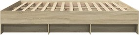 Rám postele bez matrace Dub Sonoma 200x200cm Dřevěné konstrukce 3295627