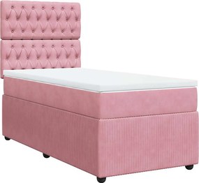 Box spring postel s matrací růžová 90x190 cm samet 3294525