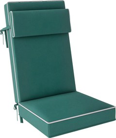 Outsunny Polštář na sedák 120 x 47 x 9,5 cm Voděodolný polštář na židli s popruhy, podhlavníkem, UPF50+ Venkovní i vnitřní polštář na sedadlo, polštář