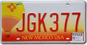 Americká SPZ New Mexico Balloon JGK 377