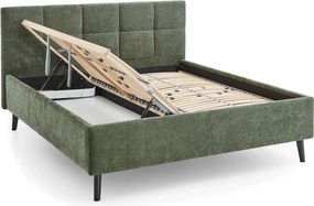 Khaki čalouněná dvoulůžková postel s úložným prostorem s roštem 180x200 cm Nova – Meise Möbel