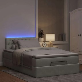 Osmanská postel s matrací &amp; LED světle šedá 120x190cm samet 3312680