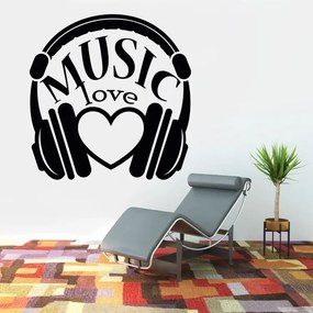 Music Love Láska k hudbě - vinylová samolepka na zeď 80x78cm