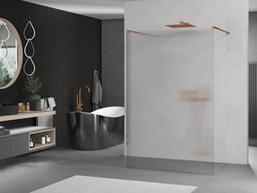 Mexen Kioto, sprchová zástěna Walk-In 100 x 200 cm, 8mm sklo s žebrovým vzorem, růžové zlato profil, 800-100-002-60-09