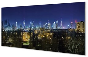 Obraz na skle Noční panorama Varšavy 100x50 cm