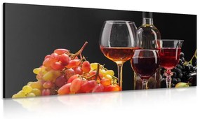 Obraz italské víno a hrozny - 120x60 cm