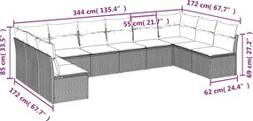 10dílná zahradní sedací souprava s poduškami hnědá polyratan 3218093