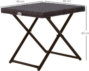 Skládací zahradní stolek Outsunny z poly ratanového materiálu - kávový stolek, stolek pro pohovku, stolek na balkon, zahradní stůl, stůl na čaj, náby…