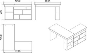 Pracovní stůl Cilo White and Atlantic Pine