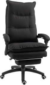 Ergonomická kancelářská židle Vinsetto s masážní funkcí, výškově nastavitelná s opěrkou na nohy, dálkové ovládání a časovač, černá | Aosom