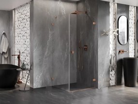 Mexen Lunar-B, pravostranný výklopný sprchový kout 100 x 100 cm, 8mm čiré sklo, profil měděná matná, 832-100-100-65-00-P