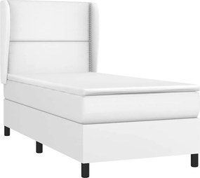Box spring postel s matrací bílá 100x200 cm umělá kůže 3128956