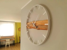 Dřevěné nástěnné hodiny KAYU 26 Ořech v Loft stylu - Bílý - 70 cm