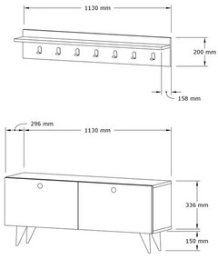 Nástěnný věšák s botníkem Rupa Oak