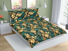 Bellatex Povlečení bavlna na dvoudeku Monstera zelená rozměr 180x220 cm, 2ks 70x90 cm