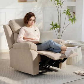 HOMCOM manuální polohovací křeslo, moderní, potah s lněným vzhledem, vysouvací opěrka nohou, područky, silné polstrování, polohuje až do 150°, nosnos…