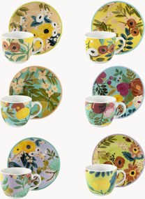 Sada porcelánových šálků na kávu's podšálky Fiori Frida, 12 dílů