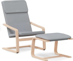 Relaxační křeslo s podnožkou světle šedé textil 3154413