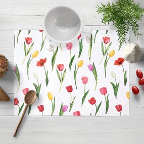 Biante Bavlněné prostírání na stůl Sandra SA-506 Tulipány na bílém 30x40 cm