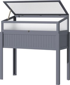 Outsunny Dřevěný Zahradní Záhon s Krytem 2-v-1 Skleník pro Rajčata Zeleninový Záhon Bylinkový Záhon na Balkon a Terasu Polykarbonát Šedý 120 x 54 x 11