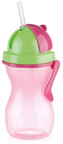 Dětská láhev s brčkem BAMBINI 300 ml, zelená, růžová