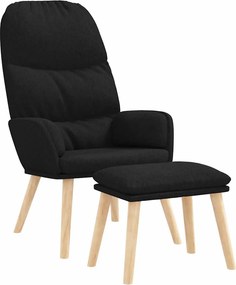 Relaxační křeslo se stoličkou černé textil 3097348