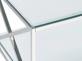 Konferenční stolek se skleněnou deskou stříbrný AUDET Beliani