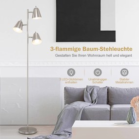 Costway Stojací lampa 163 cm s 3 E27 žárovkami a 360° nastavitelnými stínidly