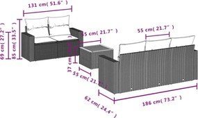 6dílná zahradní sedací souprava s poduškami béžová polyratan 3224007