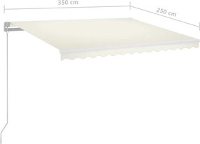 Ručně zatahovací markýza s LED světlem 350 x 250 cm krémová 3068882