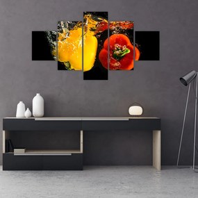 Obraz - papriky ve vodě (125x70 cm)