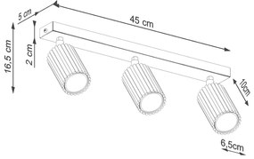 Bodové svítidlo Karbon, 3x béžové kovové stínítko, (možnost polohování)