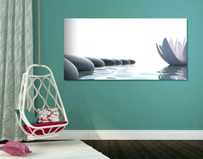 Obraz lotosový květ a Zen kameny Varianta: 100x50