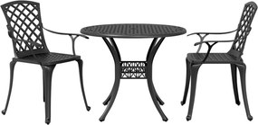 3dílný bistro set černý litý hliník 3216331