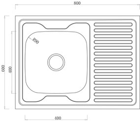 Velazo Dřez 1 komorový s odkapávačem, nerez - , 80x60 cm