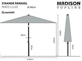 Madison Slunečník Paros II Luxe 300 cm šalvějově zelený - Default Title
