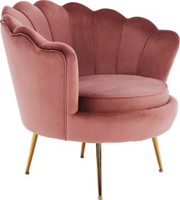 Křeslo ve stylu Art-deco, růžová Velvet látka / gold chrom-zlatý, NOBLIN