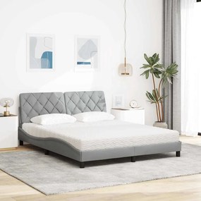 Postel s matrací světle šedá 160 x 200 cm textil 3310748