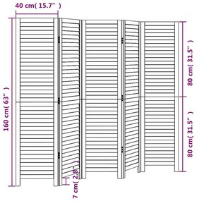 Paraván 5Dílný Bílý Masivní Dřevo Pavlovnie