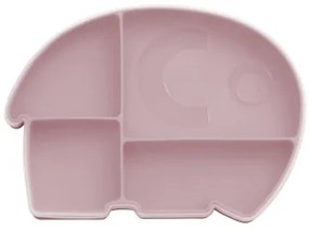 Silikonový dělený talíř s víčkem Elephant Pink Sebra
