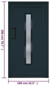 Vchodové dveře antracitové 108 x 200 cm PVC,  3157087