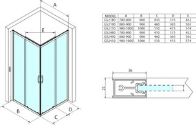 GELCO s.r.o. Čtverec 90 GELCO SIGMA SIMPLY 900x900 mm GS2490-GS2490