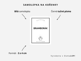 BRAMBORÁK - Samolepka na kořenky 3 x 4 cm - DomaLEP varianta: BÍLÁ - tučné písmo